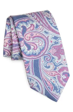 David Donahue Paisley Silk Neck Tie - Berry