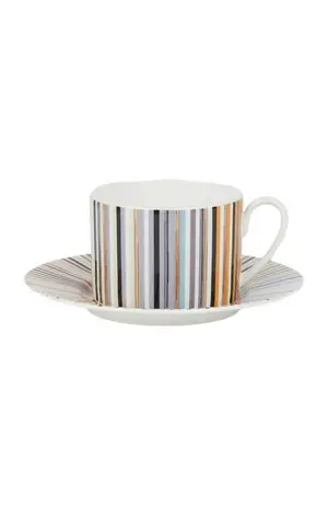 Missoni Stripes Jenkins Set Of 2 Tea Cups & Saucers - White