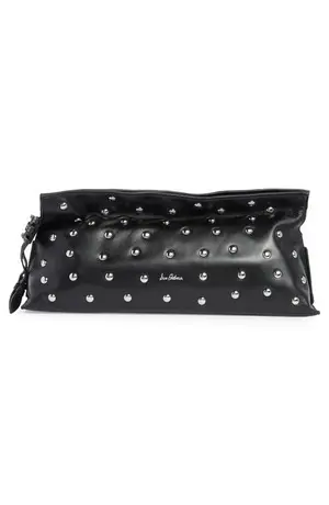 Sam Edelman Poppy Oversized Studded Leather Clutch - Black