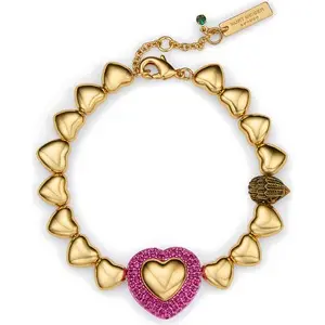 Kurt Geiger Pavé Crystal Heart Link Bracelet - Gold/pink