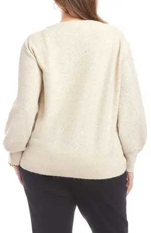 Karen Kane Sequin V-neck Sweater - Sand