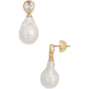 Ettika Freshwater Pearl Drop Earrings - Gold