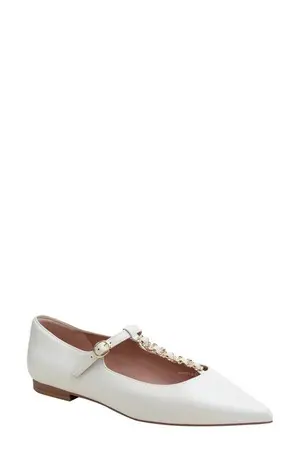 Linea Paolo Corinne Pointed-toe T-strap Flats - Ivory