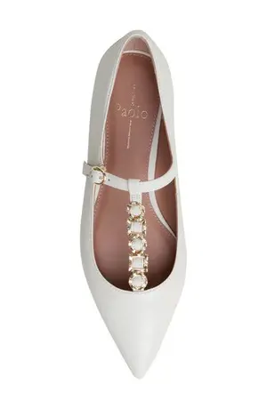 Linea Paolo Corinne Pointed-toe T-strap Flats - Ivory