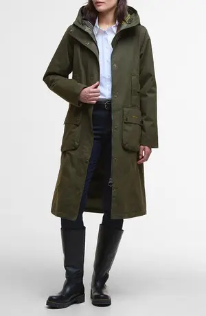 Barbour Bamburgh Hooded Waterproof Jacket - Olive/classic