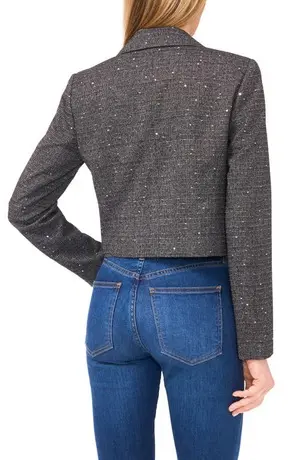 CECE DUPRAZ Tweed Crop Blazer With Bow
