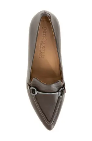 Gentle Souls Pointed Toe Bit Loafer Pumps - Chocolate Leather