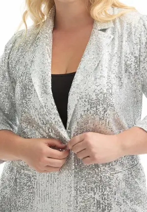 JUNE + VIE Embellished Sequin Blazer