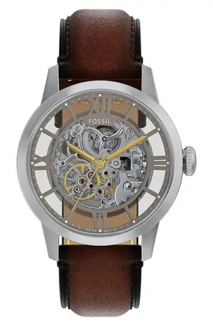 Fossil Townsman Strap Watch - Brown/silver/gold