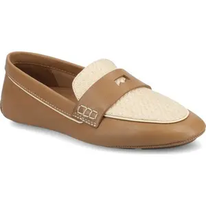 BIRDIES The Vesper Driver Loafers - Cappuccino Leather Raffia