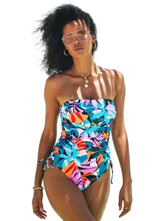 SWIMSUITS FOR ALL Bandeau One Piece Swimsuit - Rio Tropical
