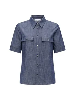 CALLAS MILANO Vesper Stretch Denim Poplin Shirt - Indigo