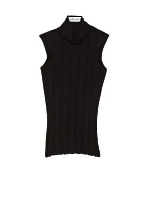 CALLAS MILANO Romy Sleeveless Turtleneck In Merino Wool Rib - Black