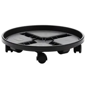 BLOEM 16" Round Planter Caddy With Wheels - Black