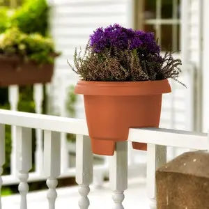 BLOEM 12" Modica Deck Rail Round Planter