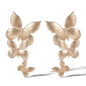 Jessica Simpson Cascading Butterfly Drop Earrings - Gold