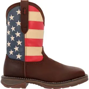 Durango Rebel Patriotic Steel Toe Work Boots - Dark Brown And Union Flag