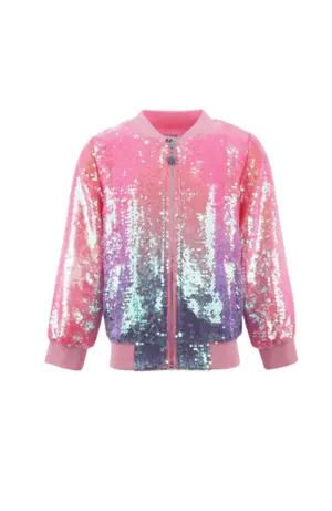 LOLA + THE BOYS Shimmer Sequin Bomber Jacket
