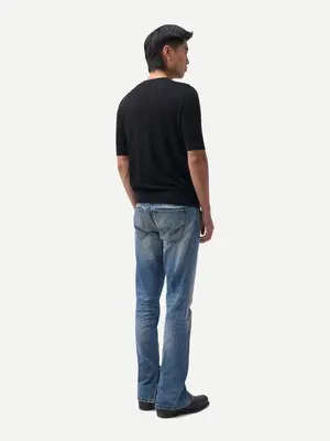 Gobi Cashmere Silk Blend Crew Neck T-shirt - Blue Graphite