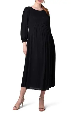 TIFFANY ROSE MATERNITY Isla Ribbed Jersey Midi Dress - Black