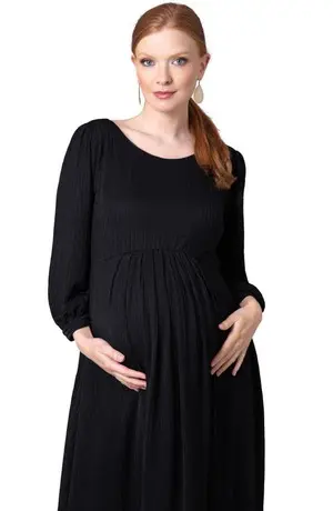 TIFFANY ROSE MATERNITY Isla Ribbed Jersey Midi Dress - Black