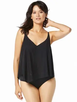 COCO REEF Bra Sized Underwire Tankini Top - Cast-black
