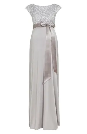 TIFFANY ROSE MATERNITY Mia Lace & Jersey Maternity Gown - Silver
