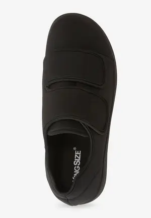 KINGSIZE Extra Wide Antimicrobial Walking Shoe With Adjustable Straps - Black