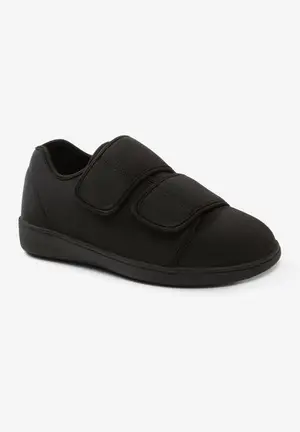 KINGSIZE Extra Wide Antimicrobial Walking Shoe With Adjustable Straps - Black