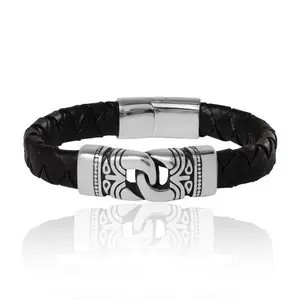 Lucky Brand Braided Leather Bracelet - Silver