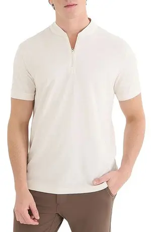 URBAN PERFORMANCE Pima Cotton Tech Piquet High Neck Polo - Ivory