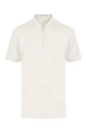 URBAN PERFORMANCE Pima Cotton Tech Piquet High Neck Polo - Ivory