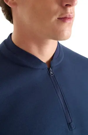 URBAN PERFORMANCE Pima Cotton Tech Piquet High Neck Polo - Navy
