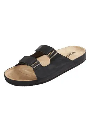 KINGSIZE Double Adjustable Buckle Slide Sandal - Black