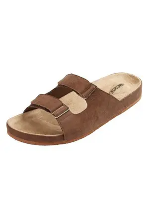 KINGSIZE Double Adjustable Buckle Slide Sandal - Brown