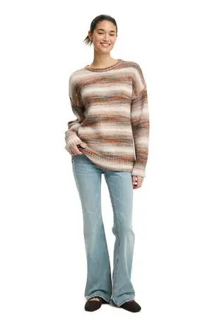 COTTON ON Luxe Crew Neck Sweater - Cinnamon Stripe