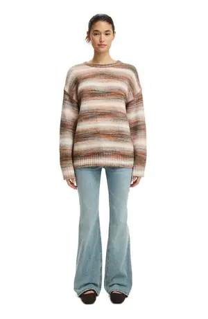 COTTON ON Luxe Crew Neck Sweater - Cinnamon Stripe