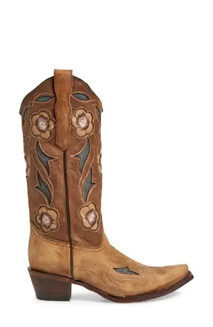 CIRCLE G Floral Embroidered Western Boot - Sand