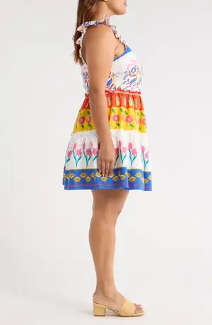 SUGARLIPS Mixed Print Cotton Mini Sundress