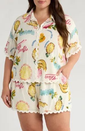 SUGARLIPS Zion Paradise Rickrack Button-up Shirt