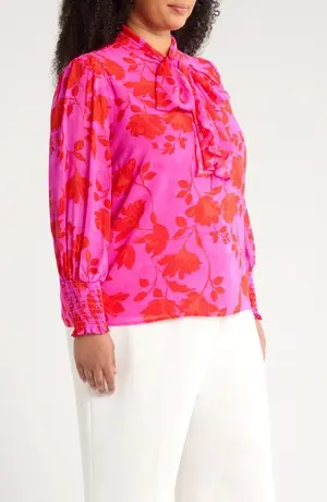 SUGARLIPS Kensie Etienne Floral Tie Neck Top