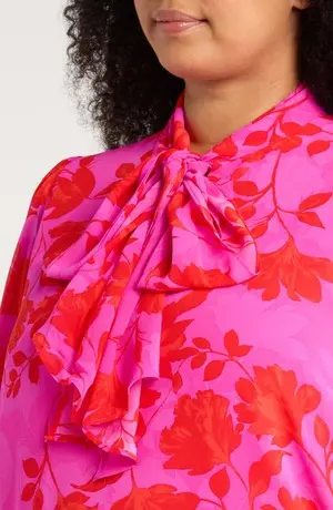 SUGARLIPS Kensie Etienne Floral Tie Neck Top