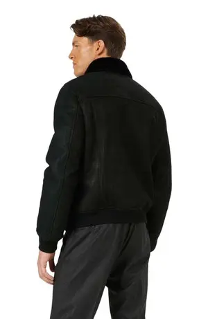 Gorski Merino Shearling Bomber Jacket - Black Pattern
