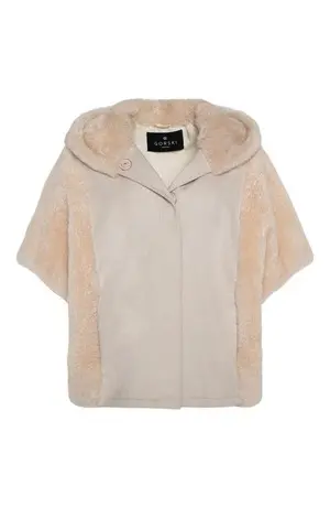 Gorski Cashmere Jacket With Genuine Shearling Trim - Light Beige