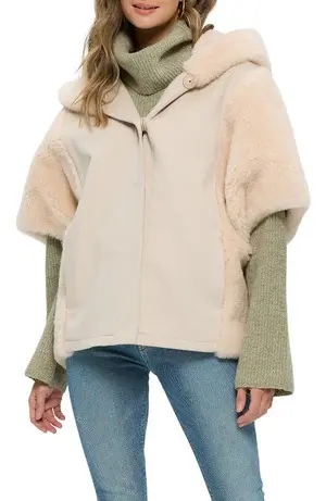 Gorski Cashmere Jacket With Genuine Shearling Trim - Light Beige