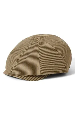 Brixton Brood Stripe Driving Cap - Dark Tan/black Hickory Stripe