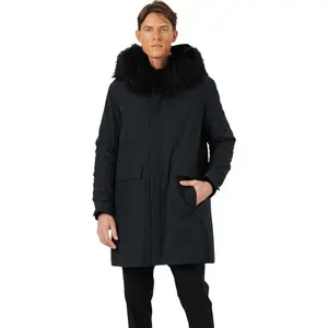 Gorski Parka With Genuine Shearling Trim - Navy/black