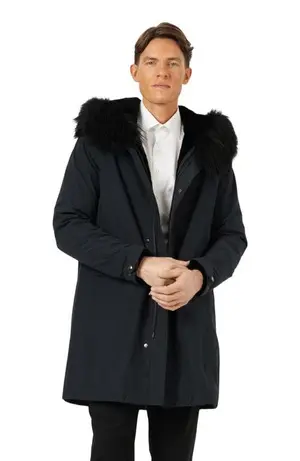 Gorski Parka With Genuine Shearling Trim - Navy/black