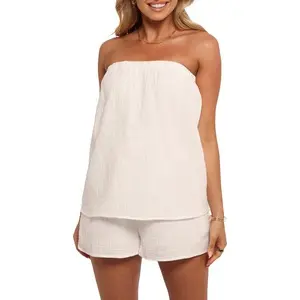 PETAL & PUP Alicent Strapless Romper - White