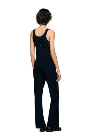 Sandro Straight Leg Trousers With Decorative Button Belt